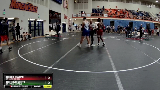 215 lbs Champ. Round 2 - Derek Owumi, St. James School vs Demond Scott ...