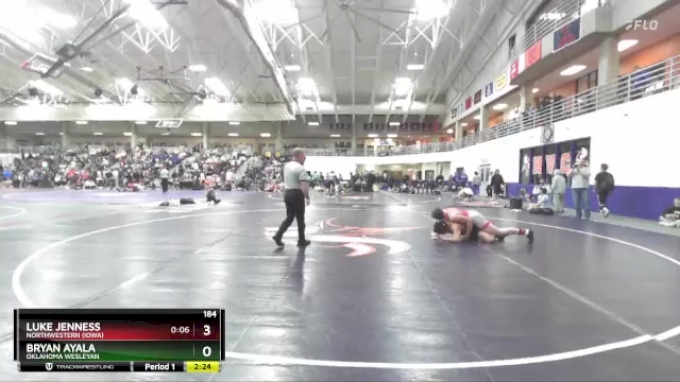 184 lbs Champ. Round 2 - Bryan Ayala, Oklahoma Wesleyan vs Luke Jenness ...