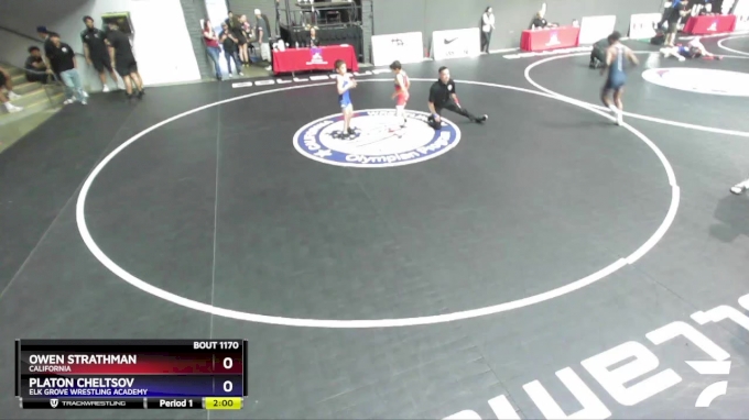 58-63 lbs Cons. Semi - Owen Strathman, California vs Platon Cheltsov, Elk Grove Wrestling Academy