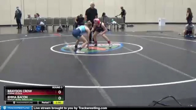 92 lbs Round 3 - Braydon Crow, Kodiak Attack vs Emma Bacon, Naples ...