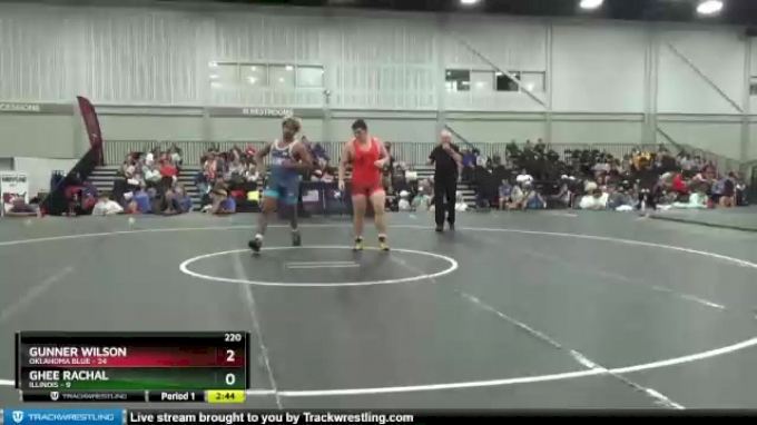 220 lbs Round 3 (8 Team) - Gunner Wilson, Oklahoma Blue vs Ghee Rachal ...