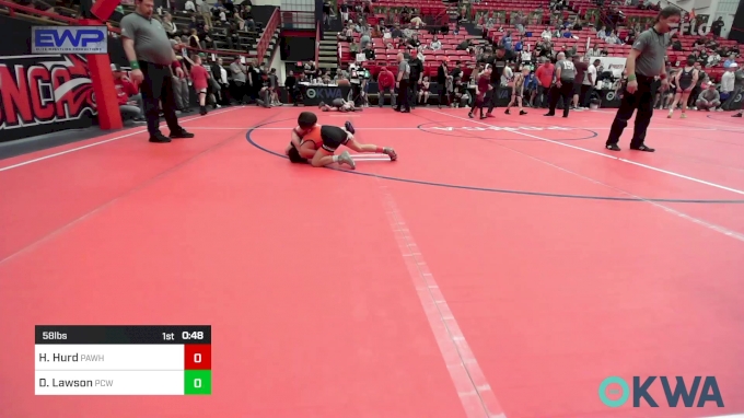 58 lbs Consi Of 4 - Hank Hurd, Pawhuska Elks Takedown vs Drew Lawson ...