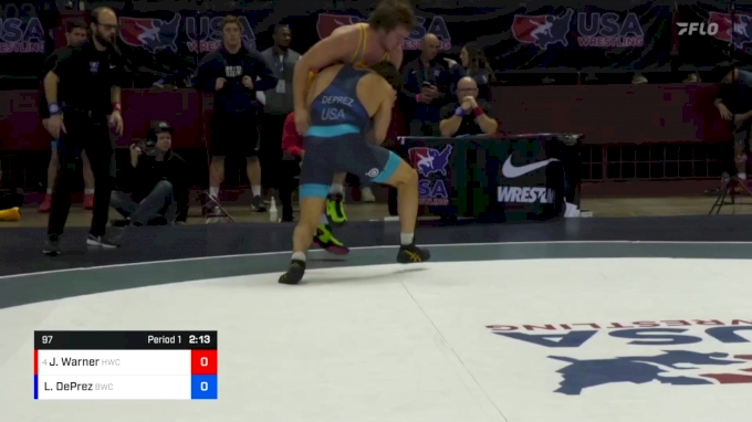 97 lbs Cons. Round 5 - Jacob Warner, HWC/TMWC vs Lou DePrez, Bearcat ...