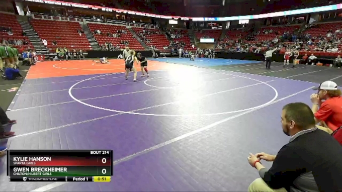 Girls 185 lbs Cons. Round 2 - Kylie Hanson, Sparta Girls vs Gwen ...