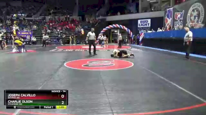 74 lbs Champ. Round 1 - Charlie Olson, Sycamore WC vs Joseph Calvillo ...