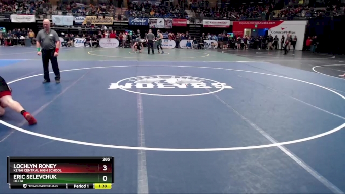 285 lbs Champ. Round 1 - Lochlyn Roney, Kenai Central High School vs ...