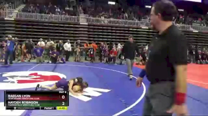 55 lbs Round 2 - Hayden Robinson, Thermopolis Wrestling Club vs Raegan ...