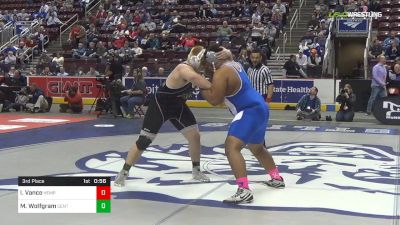285 lbs 3rd Place - Isaiah Vance, Hempfield vs Michael Wolfgram ...