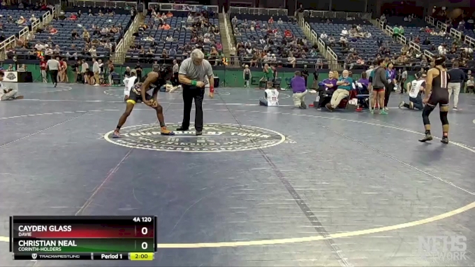 4A 120 lbs Champ. Round 1 - Cayden Glass, Davie vs Christian Neal ...