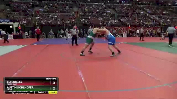 D3-285 lbs Semifinal - Austin Kohlhofer, Delta vs Eli Criblez, Allen East