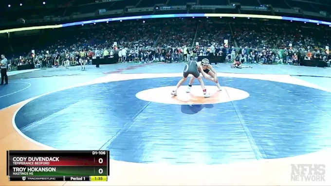 D1-106 lbs Champ. Round 1 - Cody Duvendack, Temperance Bedford vs Troy ...