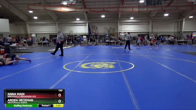 120 lbs Quarterfinal - Arden Heckman, WESTERVILLE NORTH vs Anna Madi ...