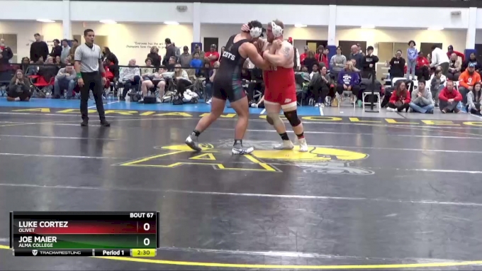 285 lbs Quarterfinal - Joe Maier, Alma College vs Luke Cortez, Olivet