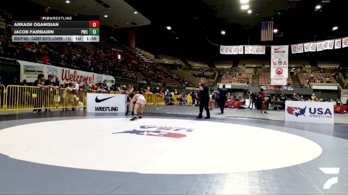 Cadet Boys Lower - 120 lbs Champ. Round 2 - Arkadii Oganisian vs Jacob ...