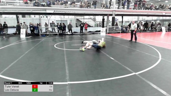 120A lbs Rr Rnd 1 - Tyler Venet, Elite/cba vs Leo Deluca, Blair Academy