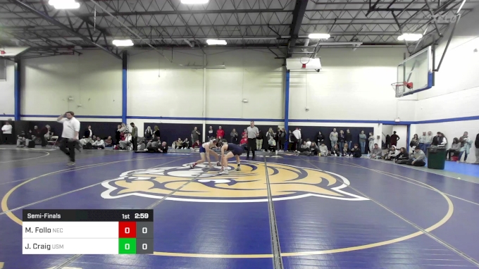 125 lbs Semifinal - Michael Follo, New England College vs Jake Craig ...