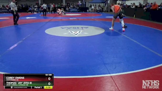5A 138 lbs Cons. Round 1 - Corey Owens, Alexandria HS vs Thomas `jay` Zito Iii, John Carroll ...
