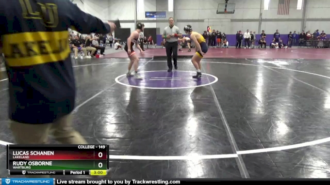 149 lbs Champ. Round 1 - Lucas Schanen, Lakeland vs Rudy Osborne, Wartburg
