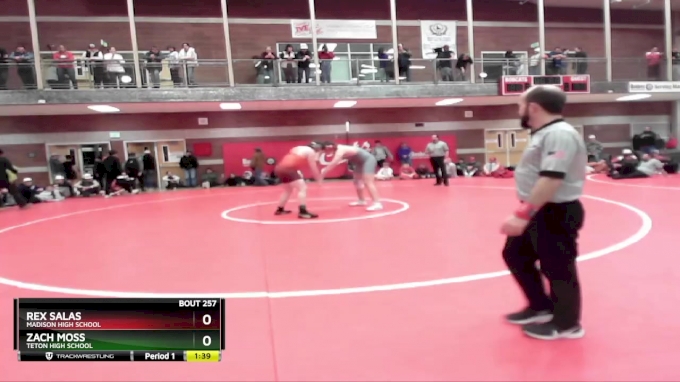 285 lbs 1st Place Match - Rex Salas, Madison High School vs Zach Moss ...