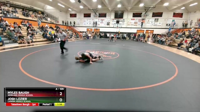 105 lbs Round 3 - Josh Lozier, Lander Middle School vs Myles Baugh ...