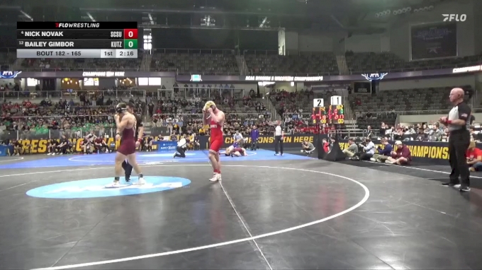 165 lbs Quarterfinal - Bailey Gimbor, Kutztown vs Nick Novak, St. Cloud St.
