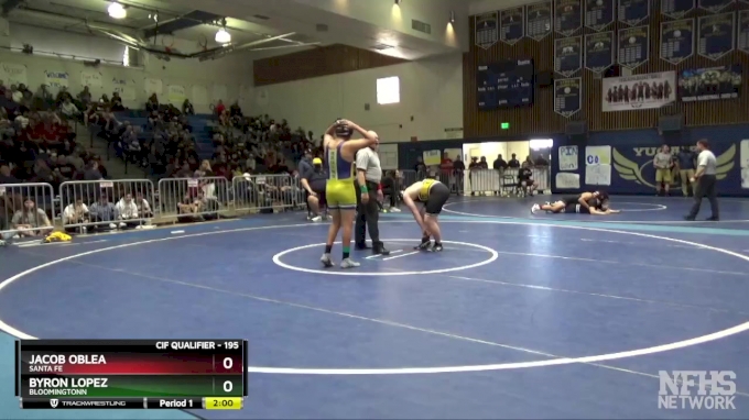 195 lbs Champ. Round 2 - Byron Lopez, Bloomingtonn vs Jacob Oblea, Santa Fe