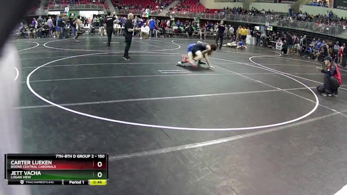 150 lbs Cons. Round 3 - Carter Lueken, Boone Central Cardinals vs Jett ...