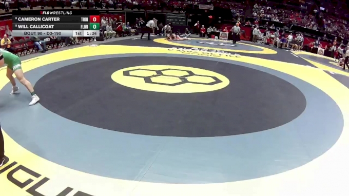 D3-190 lbs Champ. Round 1 - Will Callicoat, Fairland vs Cameron Carter ...