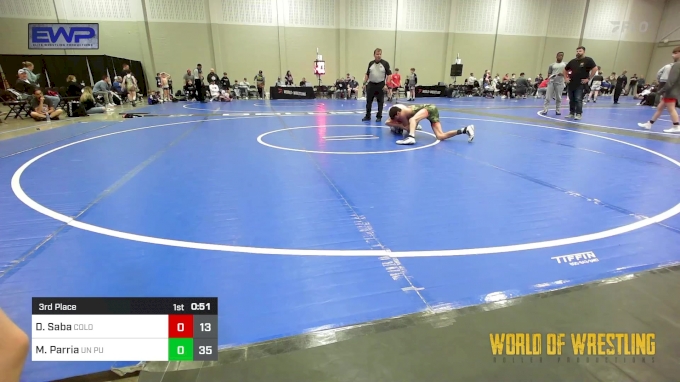 102 lbs 3rd Place - Dylan Saba, Northern Colorado 14U vs Mason Parria ...