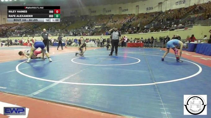 88 lbs Consi Of 16 #2 - Riley Haines, Enid Junior High vs Rafe ...