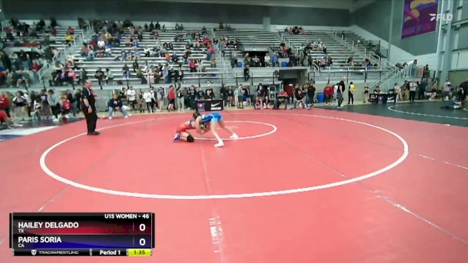 46 lbs Champ. Round 2 - Hailey Delgado, TX vs Paris Soria, CA