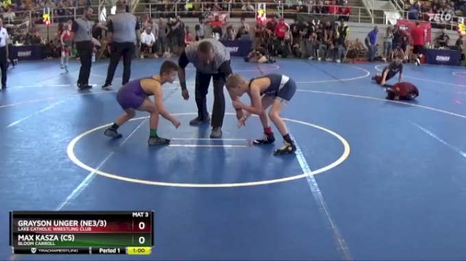 77 lbs Cons. Round 3 - Grayson Unger (ne3/3), Lake Catholic Wrestling ...