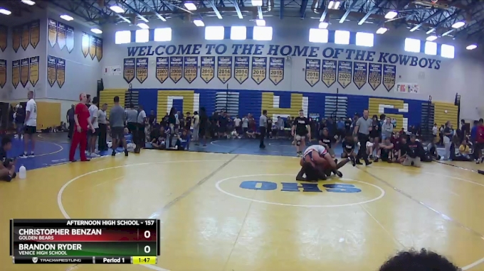 157 lbs Champ. Round 2 - Brandon Ryder, Venice High School vs ...