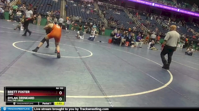 4A 132 lbs Champ. Round 1 - Dylan Drinkard, Mallard Creek vs Brett ...