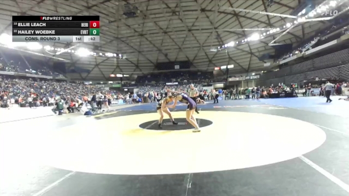 Girls 3A 145 lbs Cons. Round 3 - Ellie Leach, Heritage (Girls) vs ...