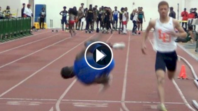 Runner Sprints Into Stop, Drop and Roll to Finish - FloTrack