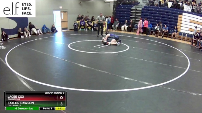 140 lbs. Champ. Round 3 - Taylor Dawson, Collinsville vs Jacee Cox ...