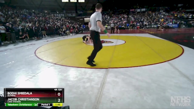 4A 120 lbs Champ. Round 1 - Bodhi Smiedala, Olympia vs Jacob ...