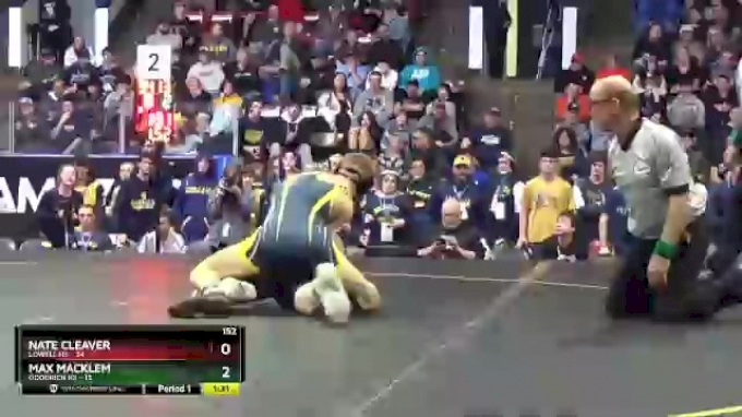 152 lbs Finals (8 Team) - Nate Cleaver, Lowell HS vs Max Macklem ...