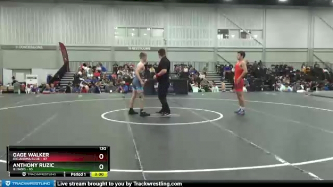 120 lbs Round 3 (8 Team) - Gage Walker, Oklahoma Blue vs Anthony Ruzic ...