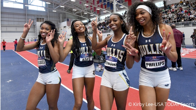 Bullis girls after breaking 4x2 national record