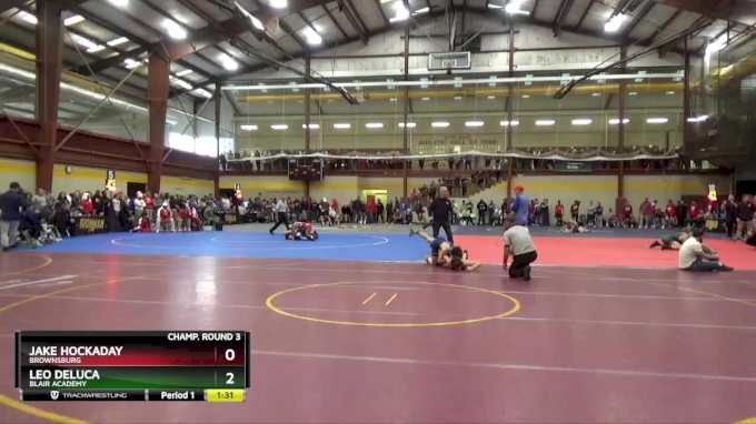 120 lbs Champ. Round 3 - Jake Hockaday, Brownsburg vs Leo DeLuca, Blair ...