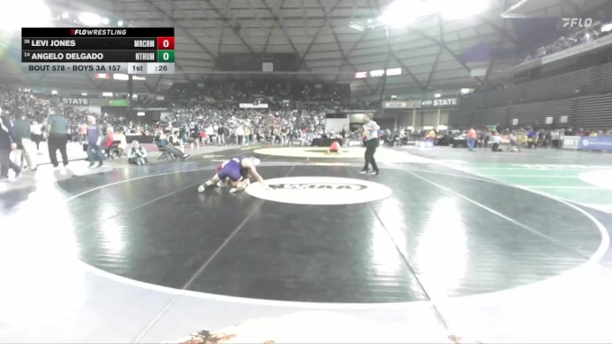 Boys 3A 157 lbs Cons. Round 3 - Angelo Delgado, North Thurston vs Levi ...