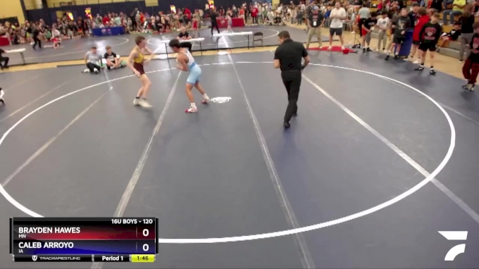 120 lbs Champ. Round 2 - Brayden Hawes, MN vs Caleb Arroyo, IA