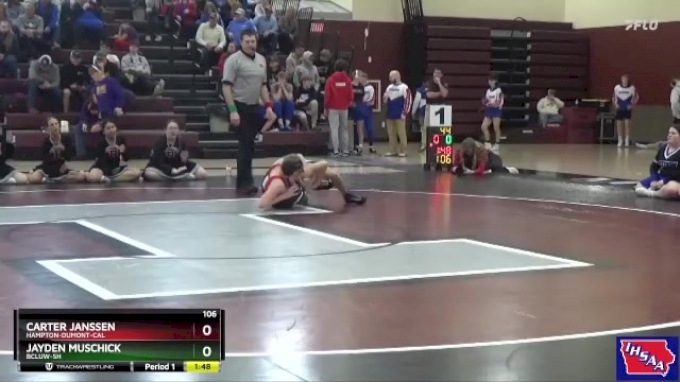 106 lbs Cons. Round 1 - Carter Janssen, Hampton-Dumont-CAL vs Jayden ...