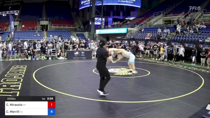 220 lbs Quarters - Cole Mirasola, Wisconsin vs Coby Merrill, California