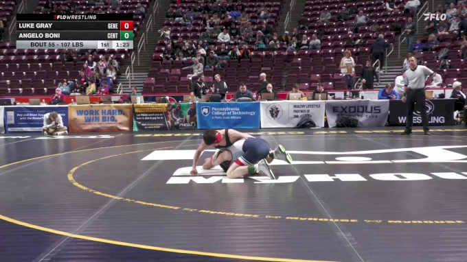 107 lbs First Round - Luke Gray, General McLane vs Angelo Boni, Central ...