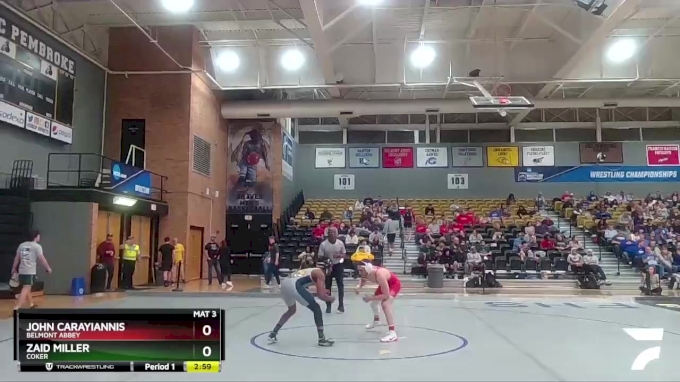 141 lbs Cons. Round 2 - John Carayiannis, Belmont Abbey vs Zaid Miller ...