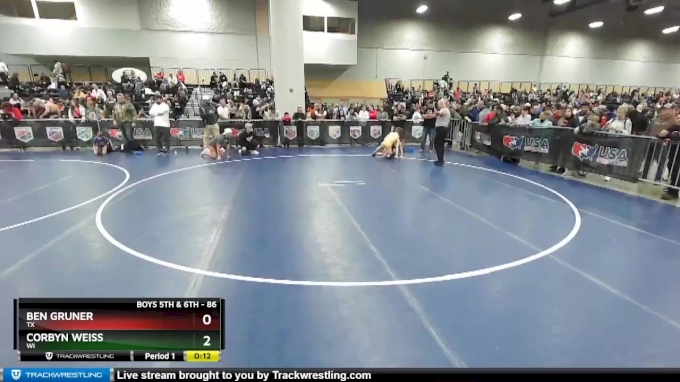 86 lbs Champ. Round 2 - Ben Gruner, TX vs Corbyn Weiss, WI