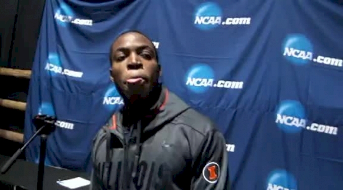 Andrew Riley Post race 60m final, close runner up to Demps at NCAA ...